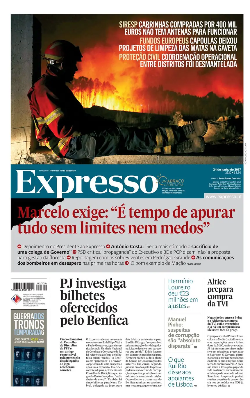 A primeira página do Expresso