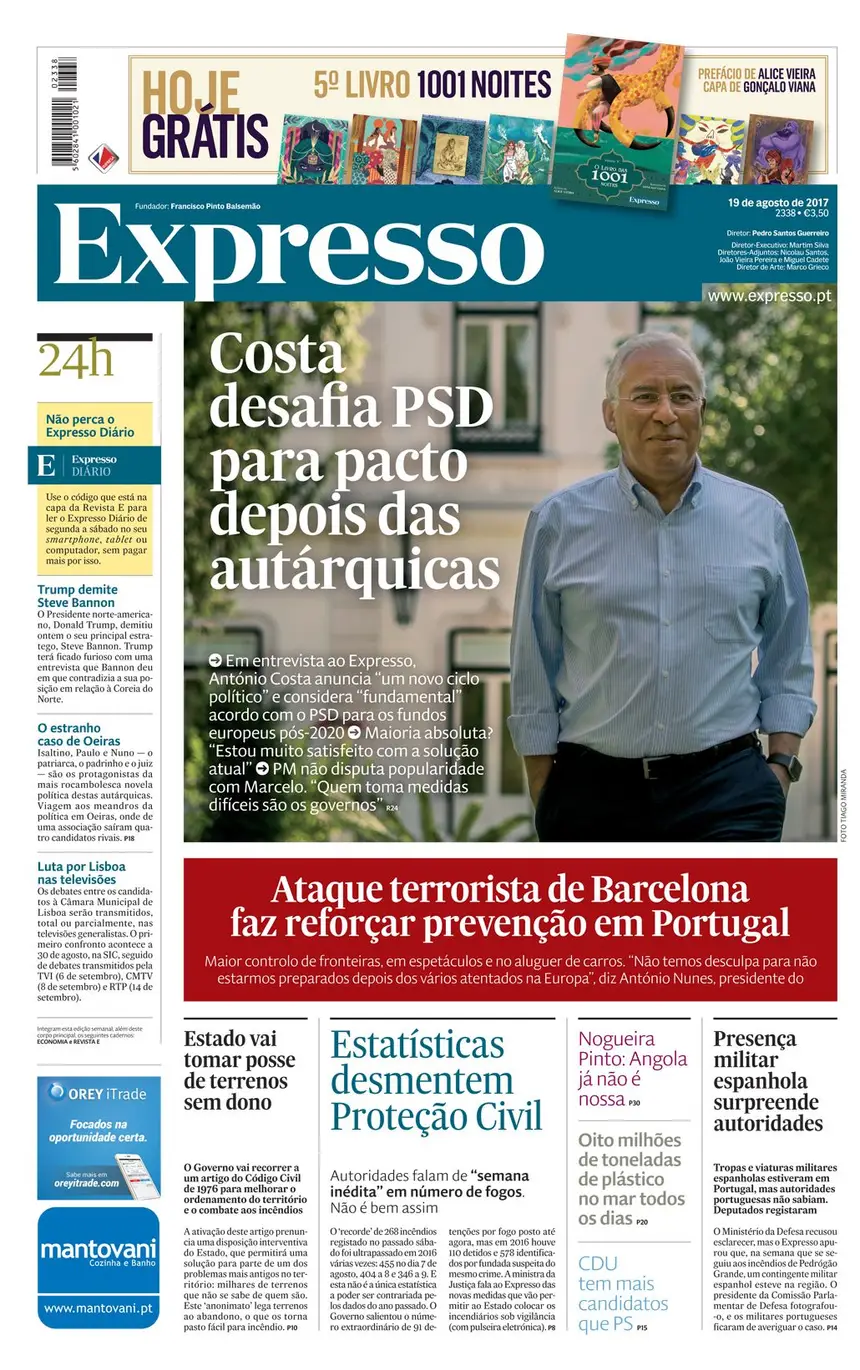 A primeira página do Expresso