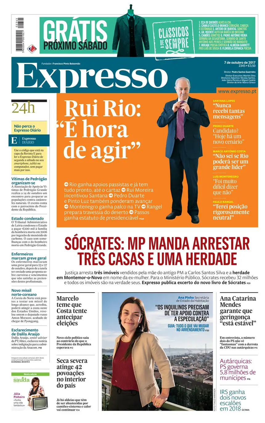 A primeira página do Expresso