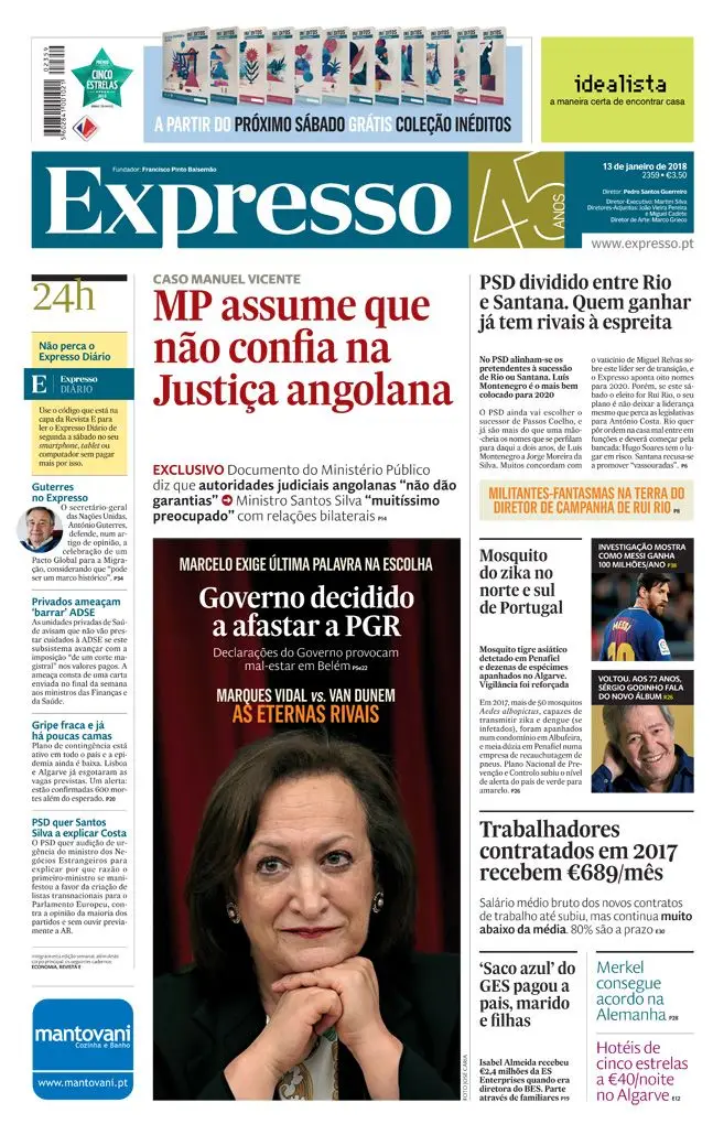 A primeira página do Expresso - Expresso