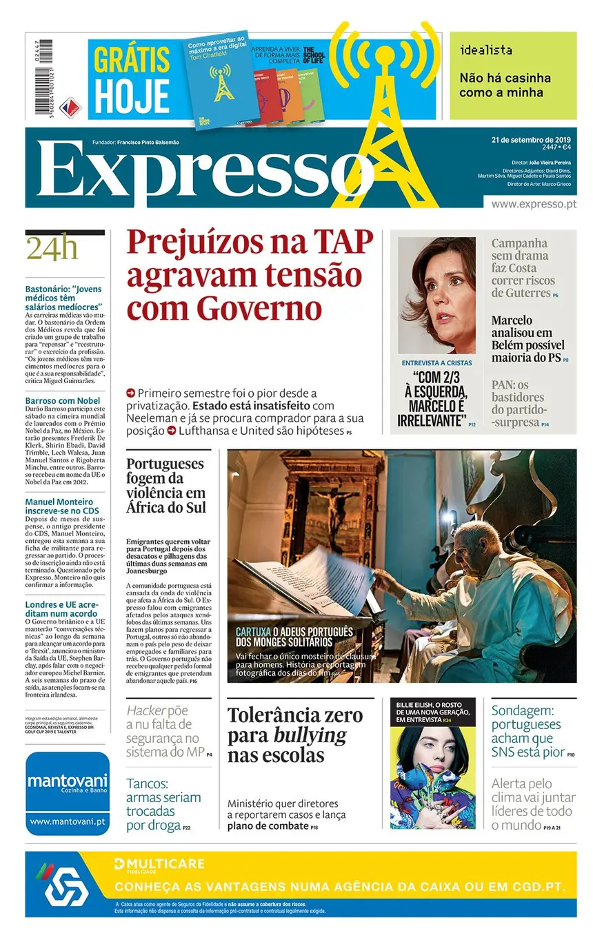 A primeira página do Expresso