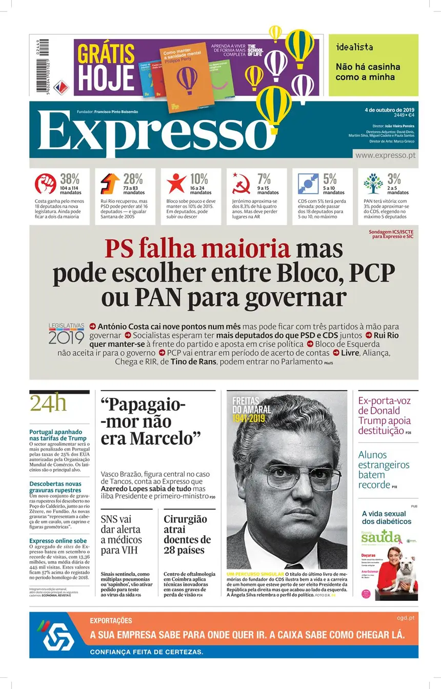 A primeira página do Expresso