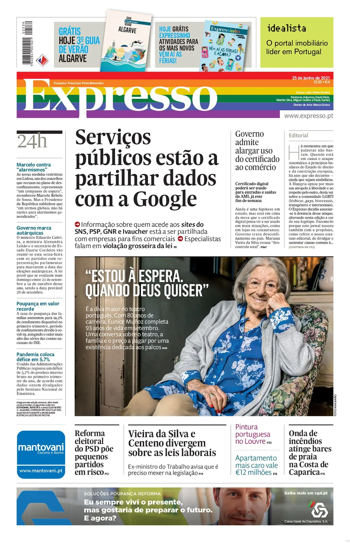 A primeira página do Expresso - Expresso
