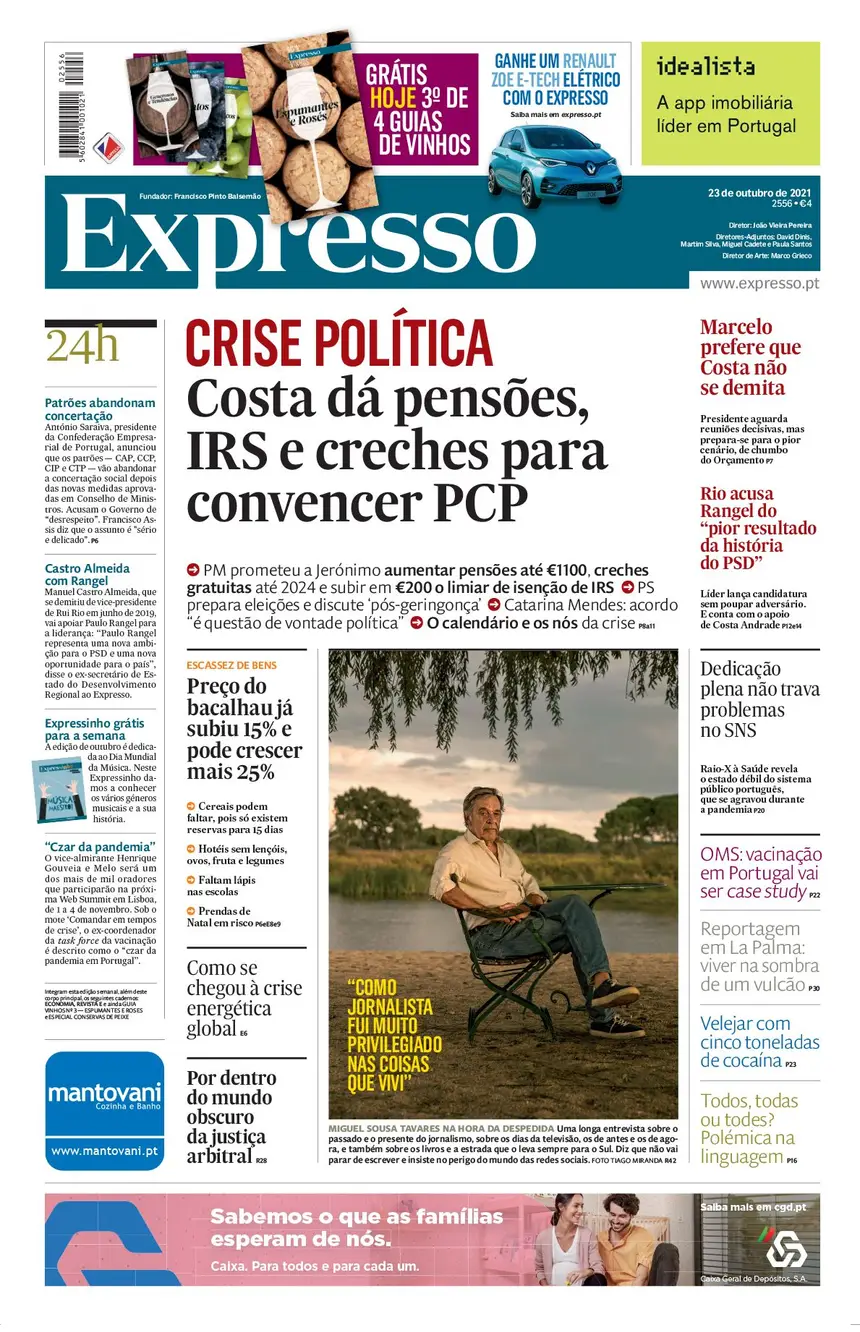 Expresso | A primeira página do Expresso