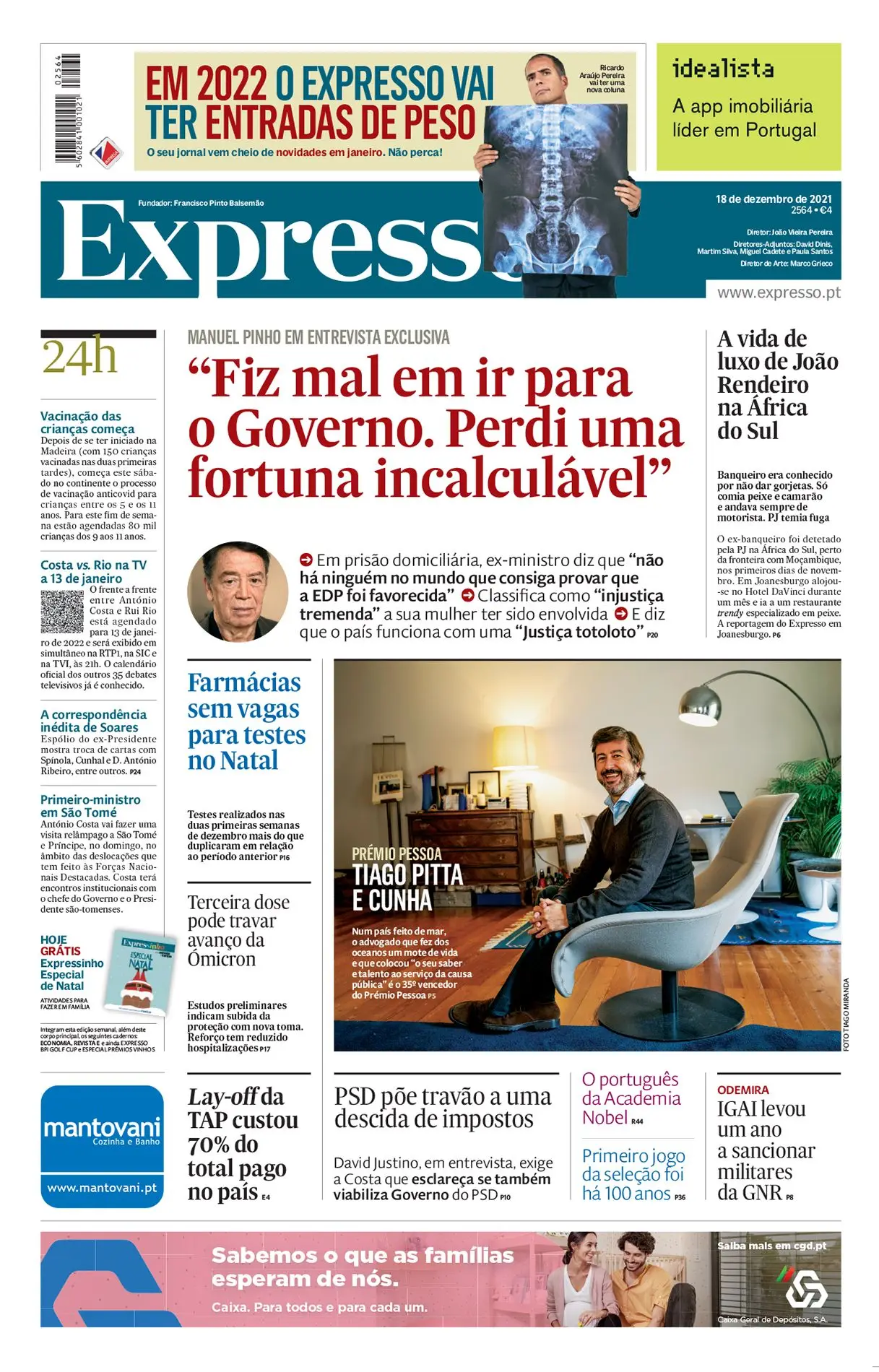 A primeira página do Expresso - Expresso