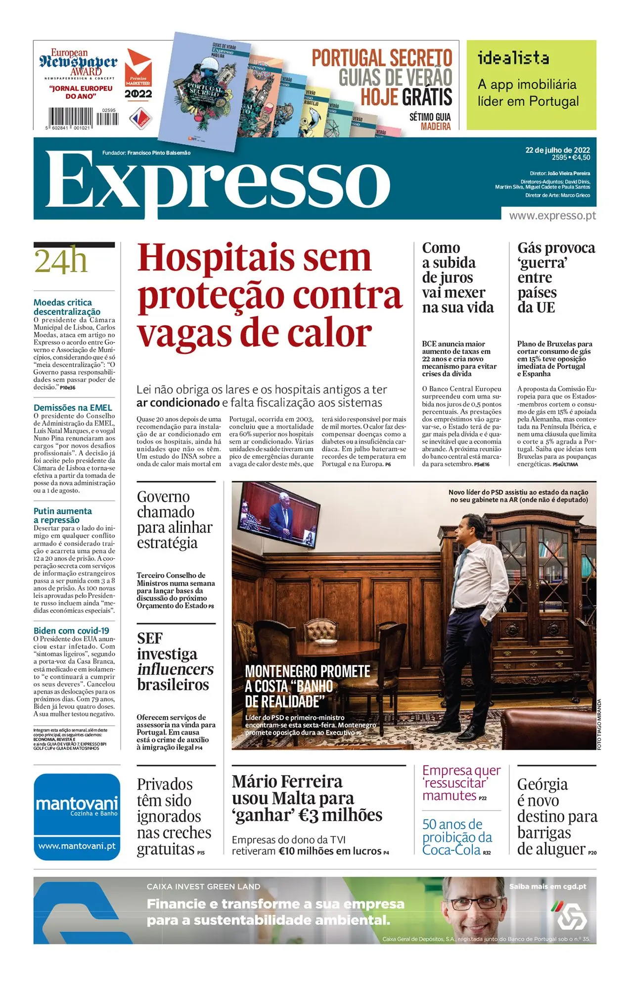 A primeira página do Expresso - Expresso