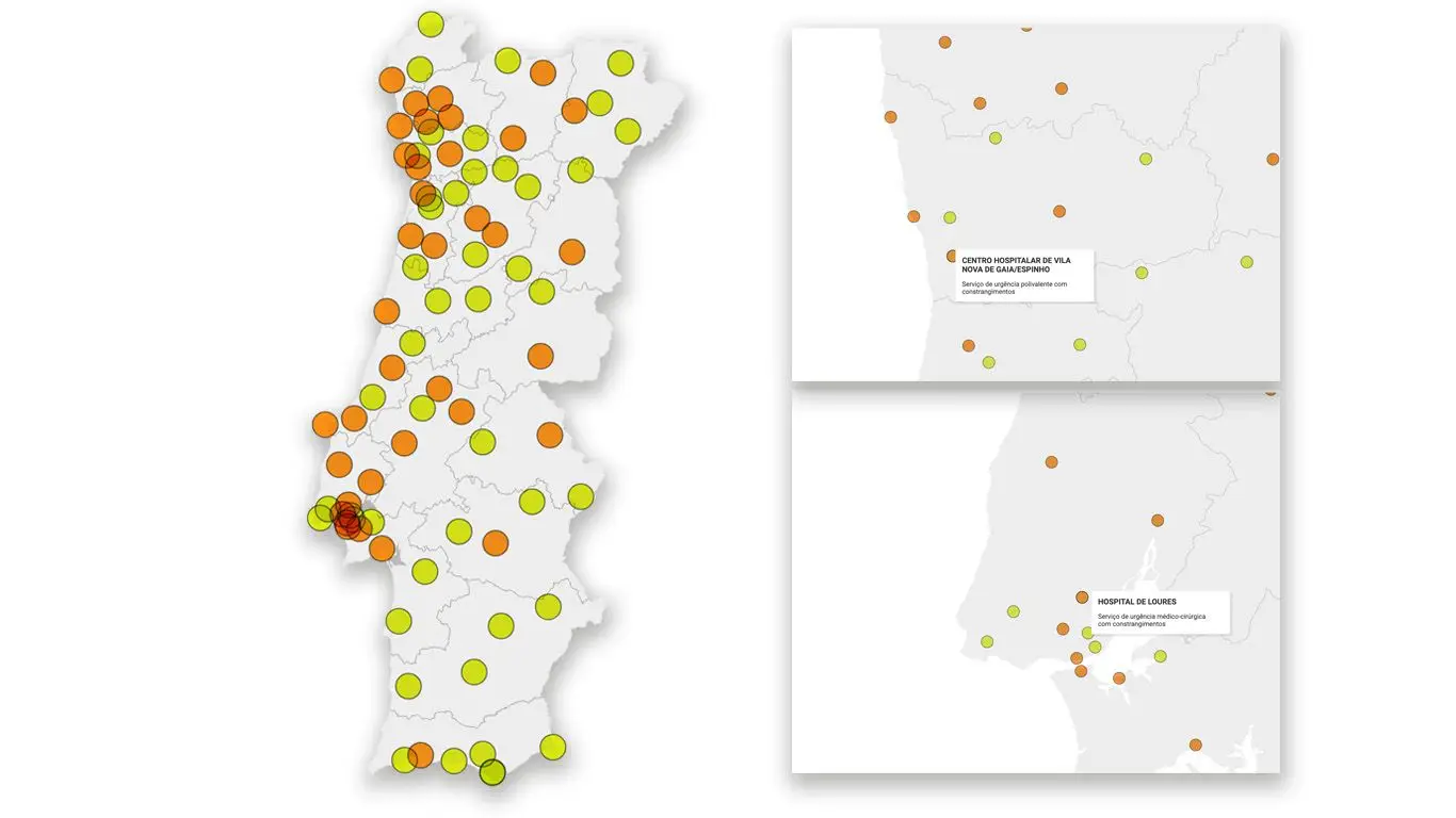 Mapa com os constrangimentos das urgências: de 26 de novembro a 2 de ...