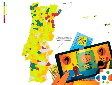 Mapa das médias nos exames: em que concelhos estão os melhores e os ...