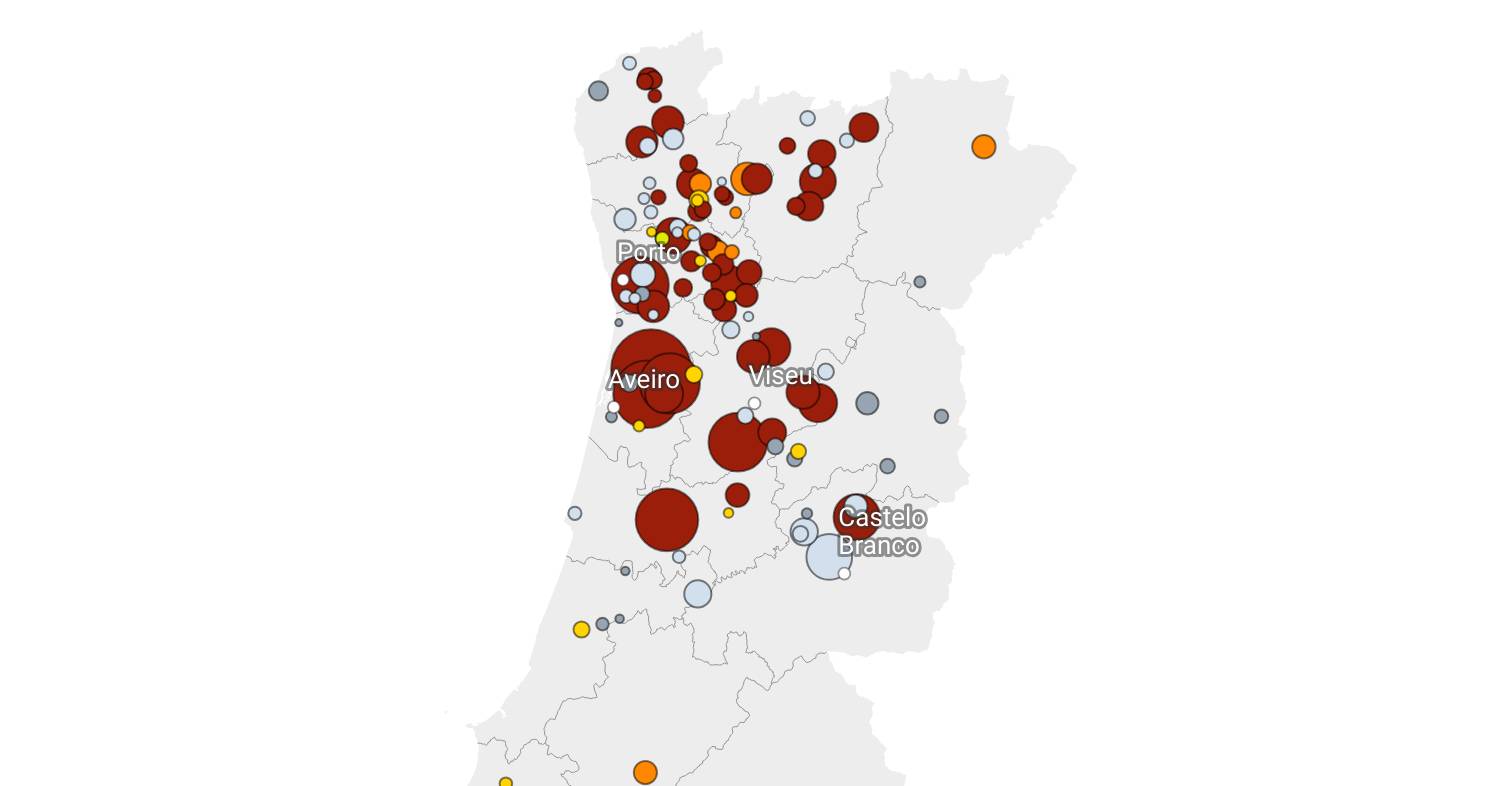 Incêndios em Portugal: o mapa onde pode ver a localização dos fogos e o ...