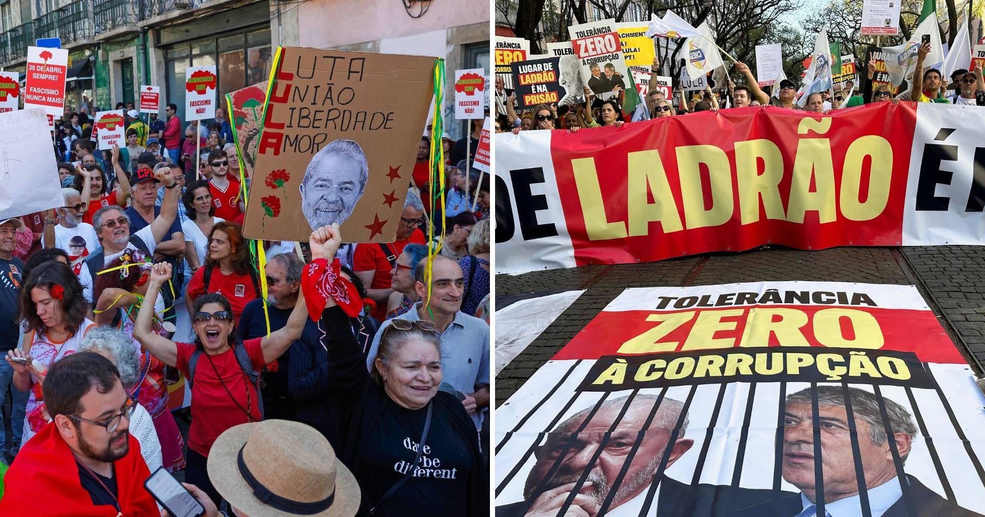 Lula livre vs. Lula na prisão: à porta do Parlamento, os gritos ...
