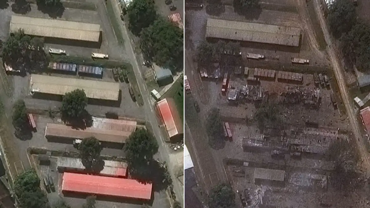 Imagens de satélite mostram o antes e o depois do ataque americano na ...